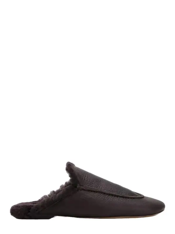 ODISSI Lio Fur-lined Leather Mules - Brown