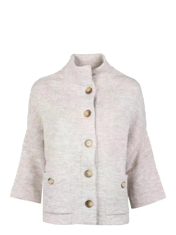 CINQUE Knitted Button-up Cardigan - Neutrals