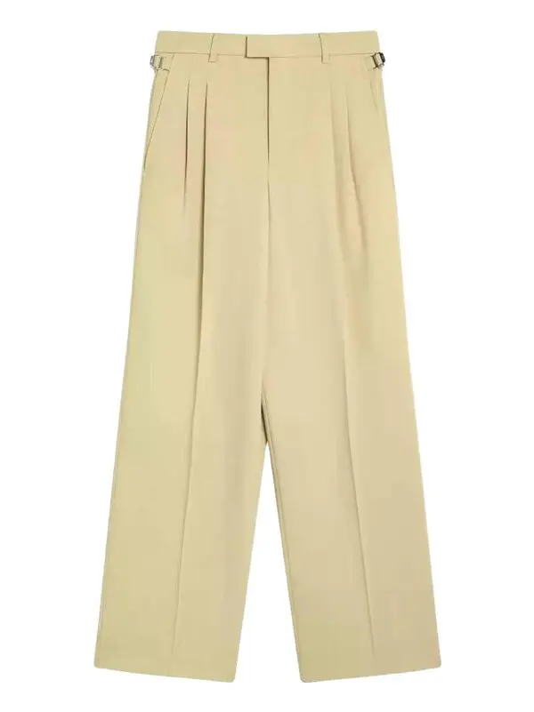 AMI Paris Pleated Wide-leg Trousers - Neutrals