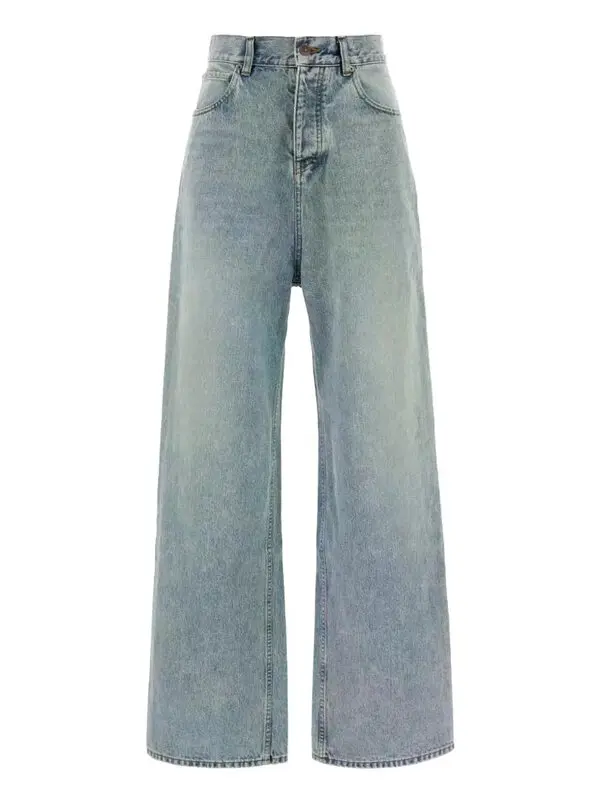 Balenciaga Distressed Wide-leg Jeans - Blue