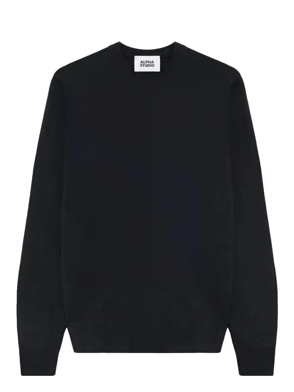 Alpha Studio Fine-knit Crew-neck Sweater - Blue