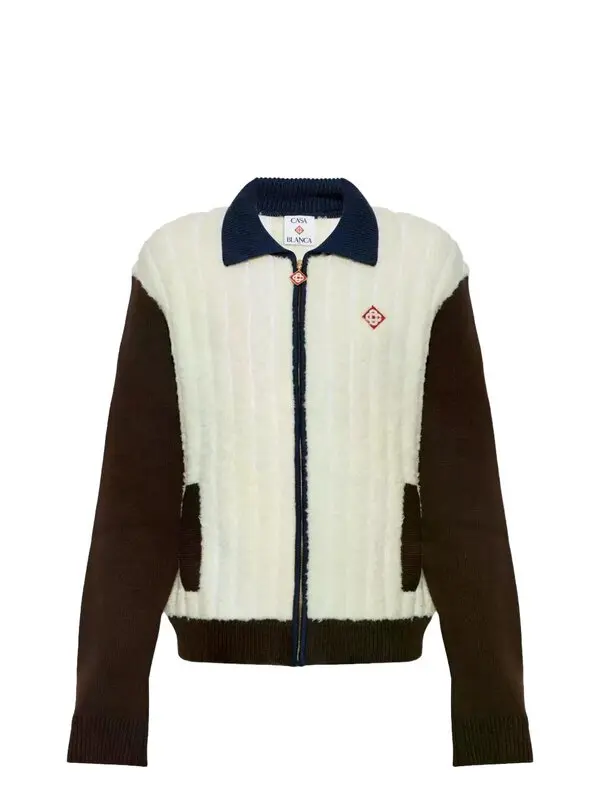 Casablanca Logo-patch Zip-up Sweater - Neutrals