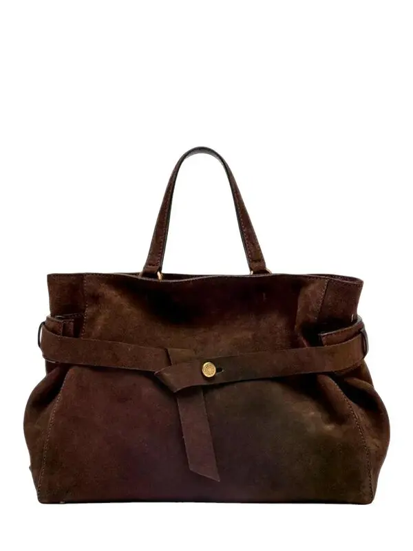 GIANNI CHIARINI Large Miranda Suede Belted Shoulder Bag - Brown