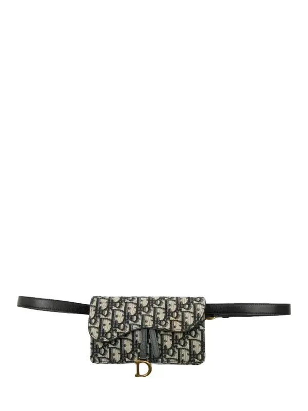 Dior 2019 Oblique Canvas Saddle Belt Bag - Blue