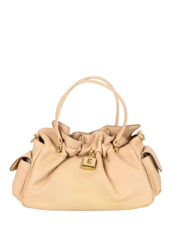 Ermanno Scervino Padlock-detail Ruched Tote Bag - Neutrals