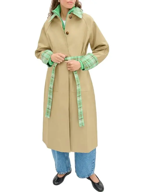 ALIGNE Barnaby Reversible Organic Cotton Trench Coat - Beige/green