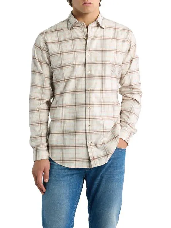 Johnnie-o Palisades Plaid Stretch Cotton Shirt - Cork