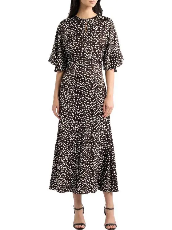 BOSS Donazati Dot Print Midi Dress - Mole Dot