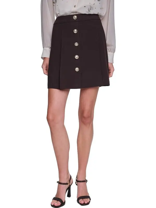 Karl Lagerfeld Paris Button Detail Skirt - Chocolate