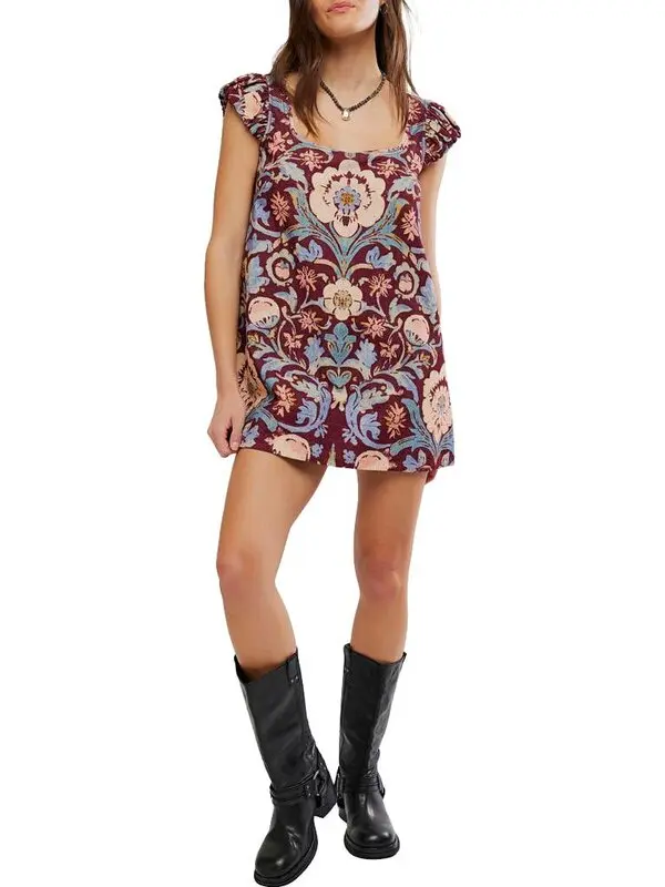 Free People Hopeless Romantic Printed Minidress - Maroon Combo