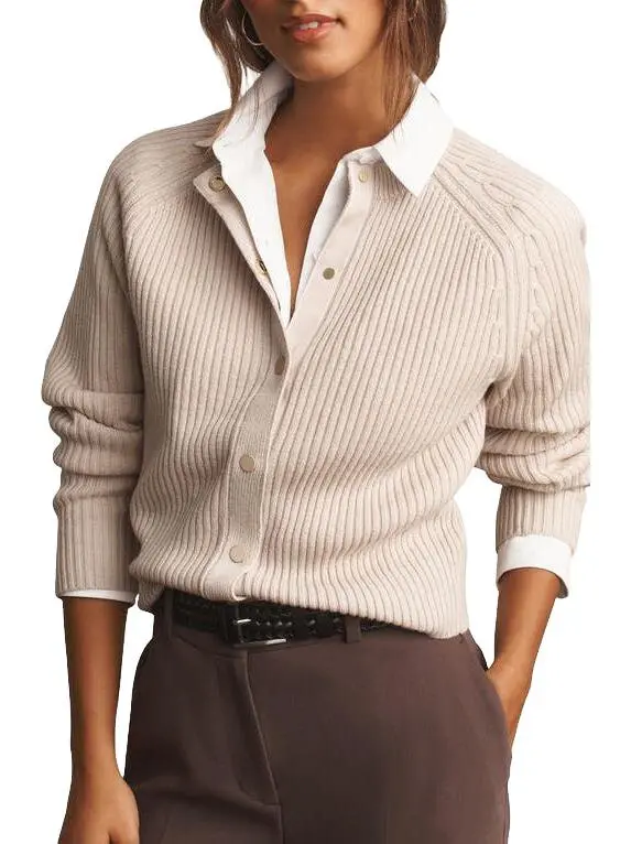 RHONE Wander Wool & Cashmere Cardigan - Bone