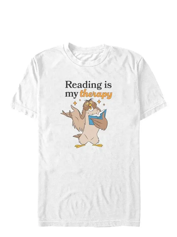 WINNIE THE POOH Owl Reading Is My Therapy Short Sleeve T-shirt - White