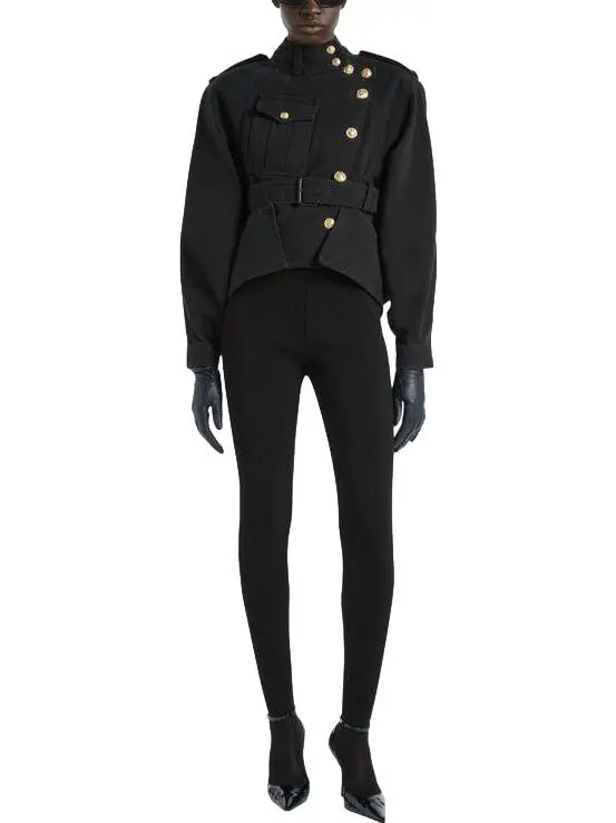 Balmain Denim Peplum Jacket - Black