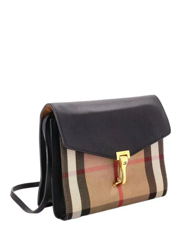 Burberry Macken Leather And House Check Canvas Small Crossbody Bag - Brown