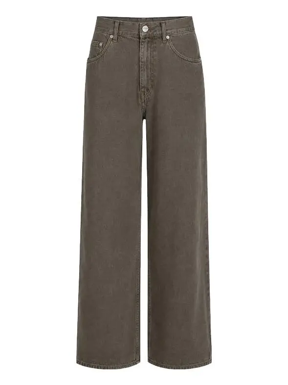 TWP Song Sung Blue Leather Straight Leg Jeans - Slate