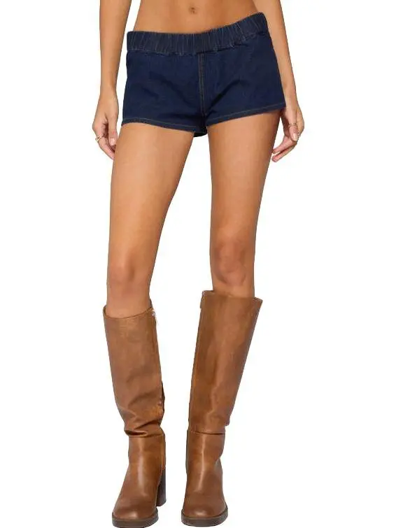 EDIKTED Aggie Micro Denim Shorts - Blue
