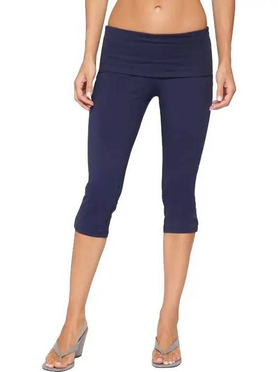 EDIKTED Rocio Foldover Capri Pants - Navy