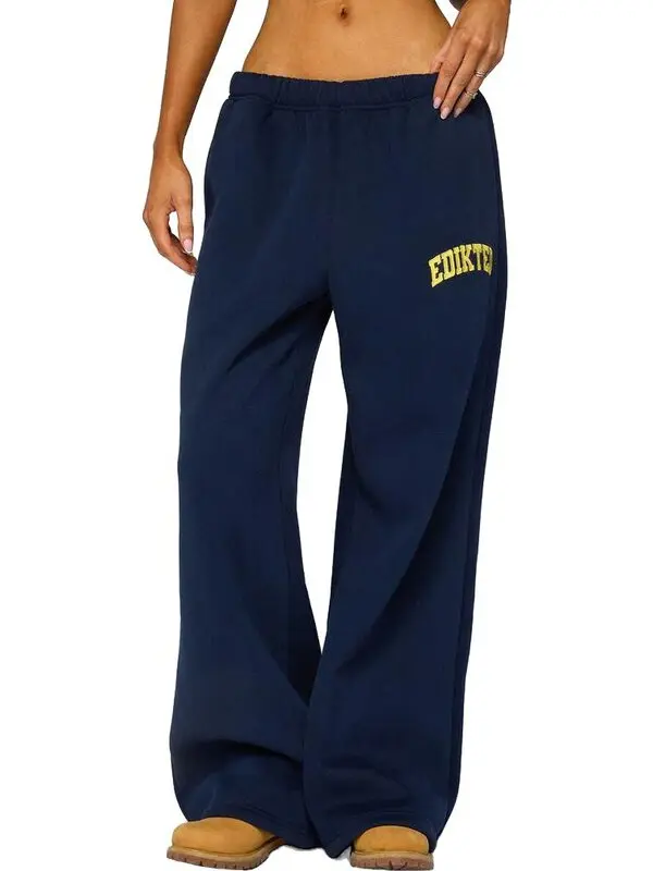EDIKTED Crush Wide Leg Sweatpants - Navy
