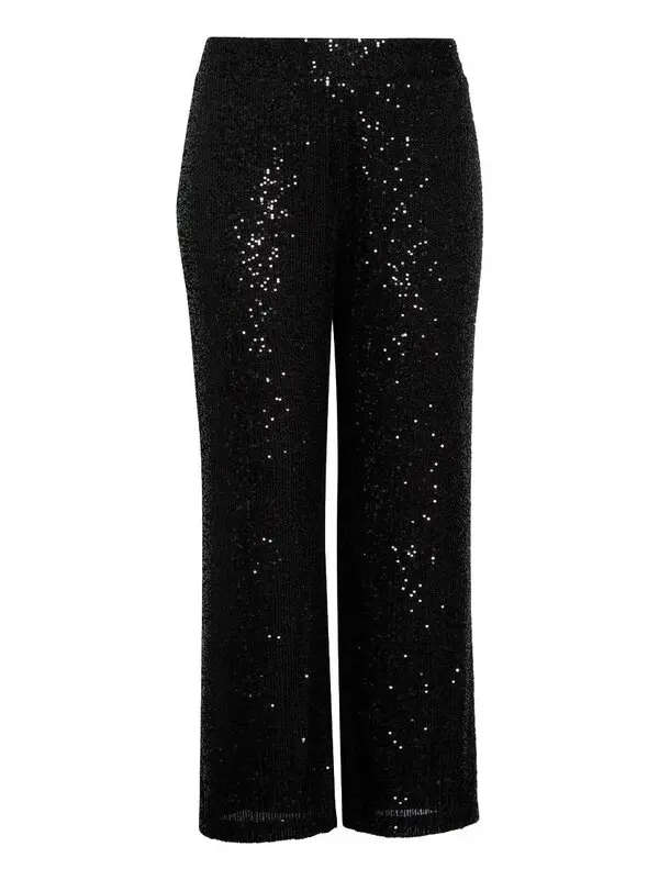 TAHARI ASL Sequin Wide Leg Pants - Black