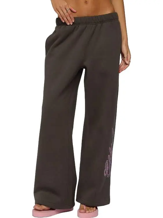 EDIKTED Always Sequin Sweatpants - Dark-gray