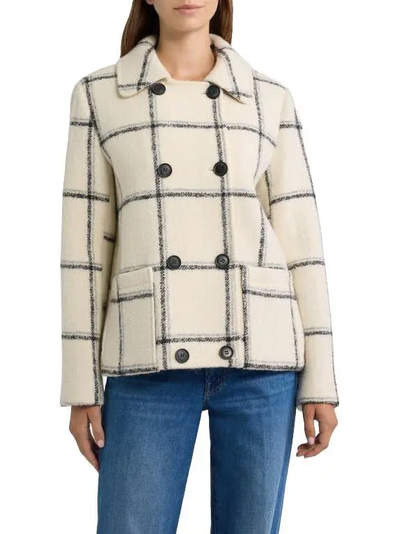 Bernardo Plaid Double Breasted Short Coat - Cherry Lacquer