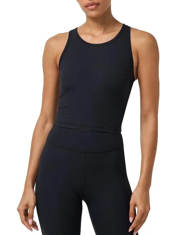 Travis Mathew Pulse Performance Rib Crop Tank - Black