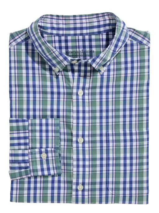 Vineyard Vines Audubon Performance Plaid Button Down Shirt - Olive Dusk