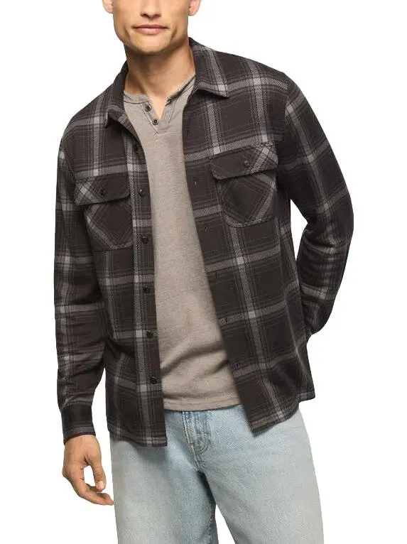 Lucky Brand Plaid Brushed Knit Button-up Overshirt - Red Multi