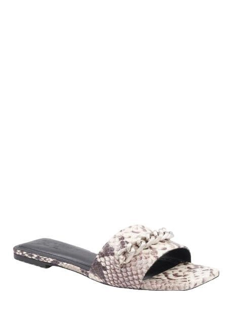 Andre Assous X Bre Tiesi Alia Chain Slide Sandal - Python Leather