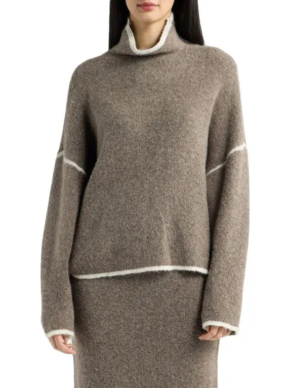 A.REN Brienne Relaxed Mock Neck Sweater - Mocha