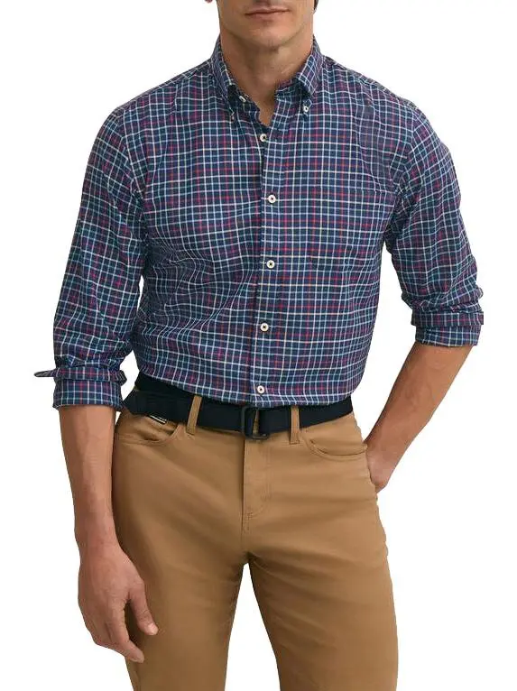 Brooks Brothers Performance Series Plaid Button-down Oxford Shirt - Navy Multi Plaid