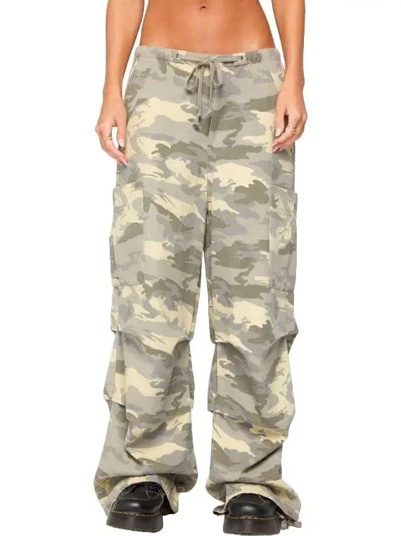 EDIKTED Emzi Baggy Cotton Cargo Pants - Gray
