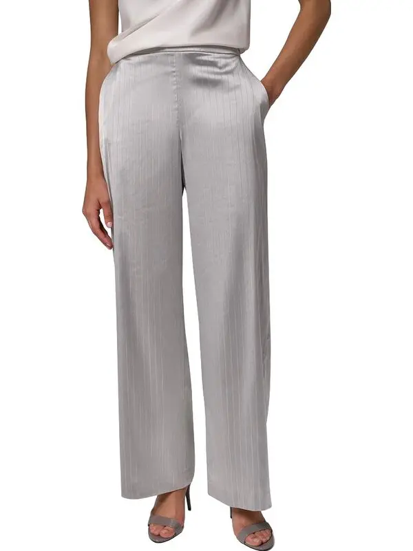 Donna Karan New York Metallic Pinstripe Pull On Wide Leg Pants - Grey/silver