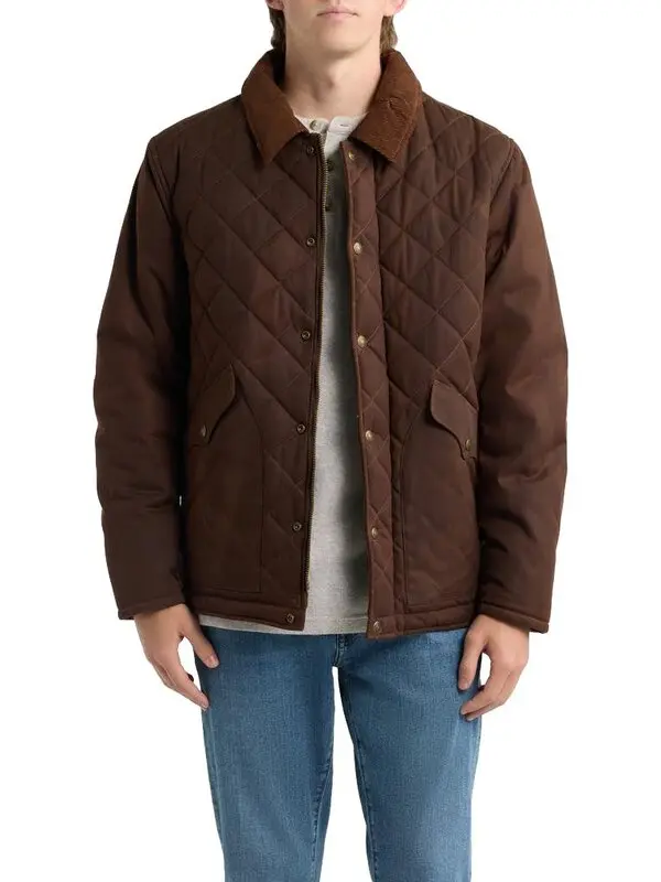 SCHOTT Waxed Cotton Quilted Countryman's Jacket - Brown