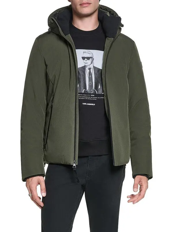Karl Lagerfeld Paris Flextech Hooded Parka - Olive