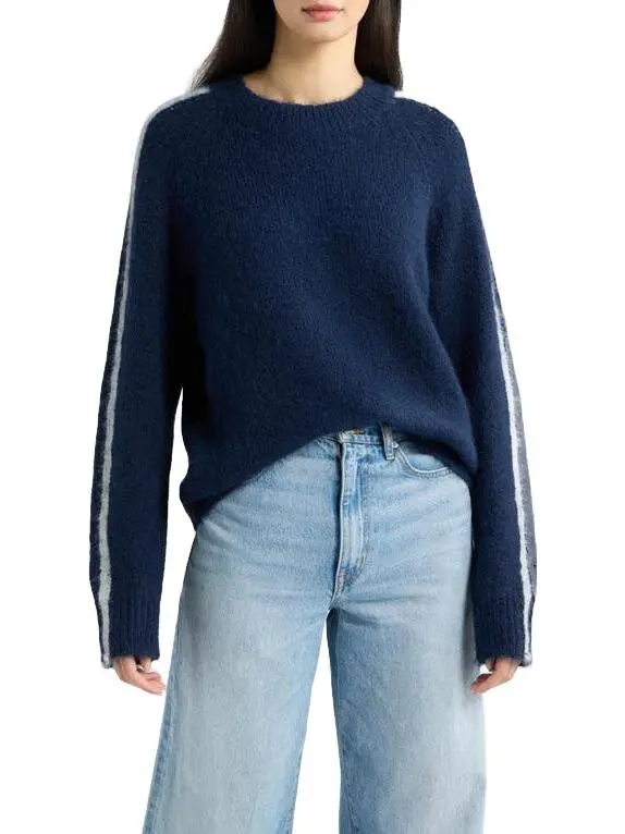 A.REN Noemie Side Stripe Sweater - Navy
