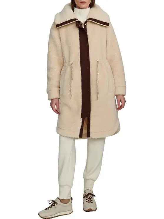 Varley Jeremy Long Faux Fur Coat - Sand Shell/shaved Choc