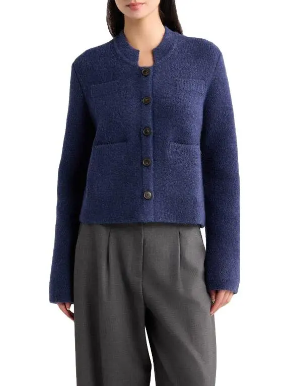 Fleurette Boucle Cropped Jacket - Indigo