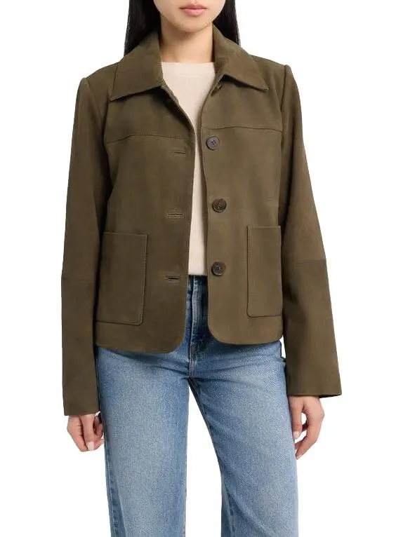 Bernardo Suede Crop Jacket - Olive