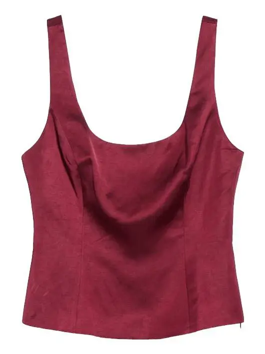 REFORMATION Hetty Scoop Neck Top - Deep Red