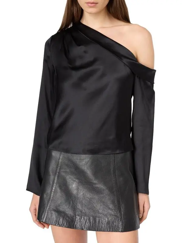 Cami Nyc Celeste Asymmetrical Silk Top - Black