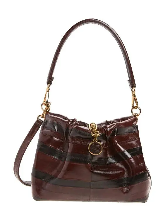 Etro Small Vela Blossom Striped Leather Shoulder Bag - Bordeaux