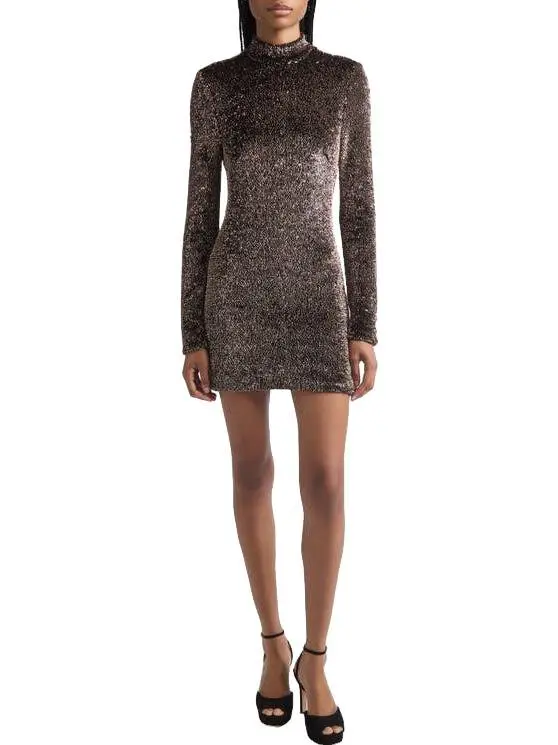 Veronica Beard Sylee Sequin Mock Neck Minidress - Copper Black