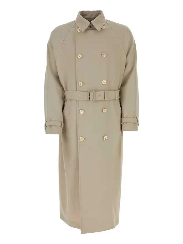 Prada Cappuccino Gabardine Trench Coat - Brown