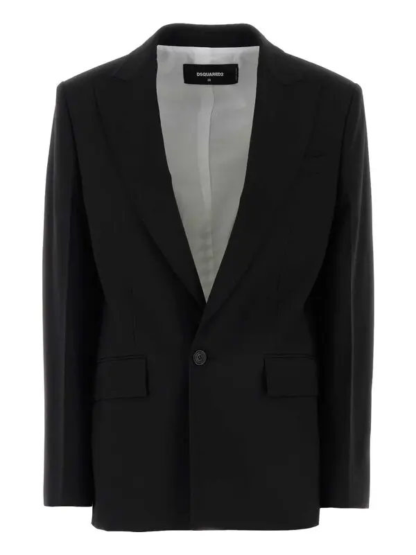Dsquared2 Stretch Wool Blend Oversize Blazer - Black