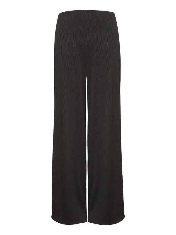AUDREY VALLENS Palazzo Rib Pants - Black
