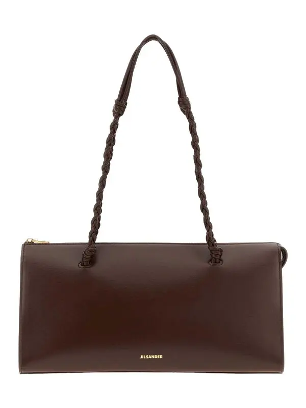 JIL SANDER Chocolate Leather Tangle Tent Shoulder Bag - Brown