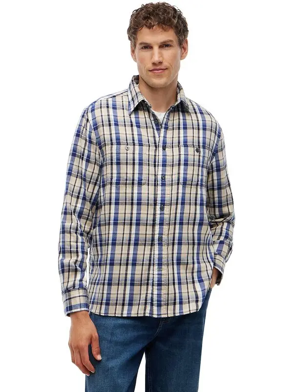 Tommy Hilfiger Classic Fit Plaid Flannel Twill Shirt - Ivory Silk