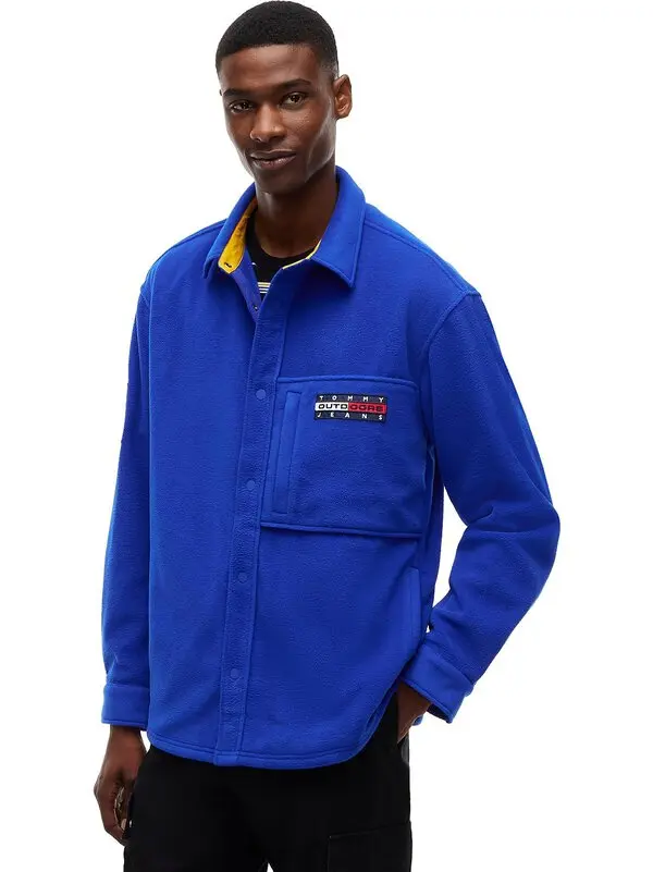 Tommy Hilfiger Logo Fleece Overshirt - Deep Marine