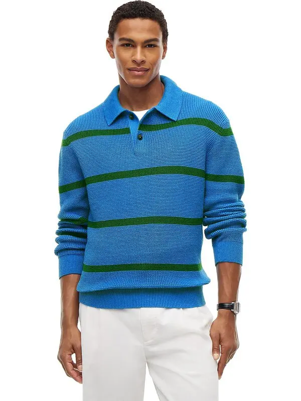 Tommy Hilfiger Waffle-knit Sweater Polo - Blue Spell